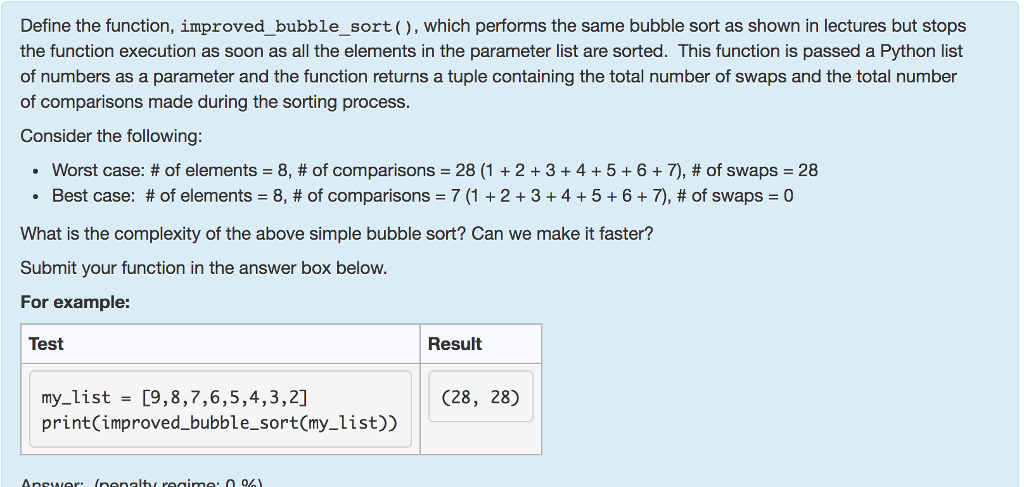 Solved Define the function, improved_bubble_sort(), which | Chegg.com