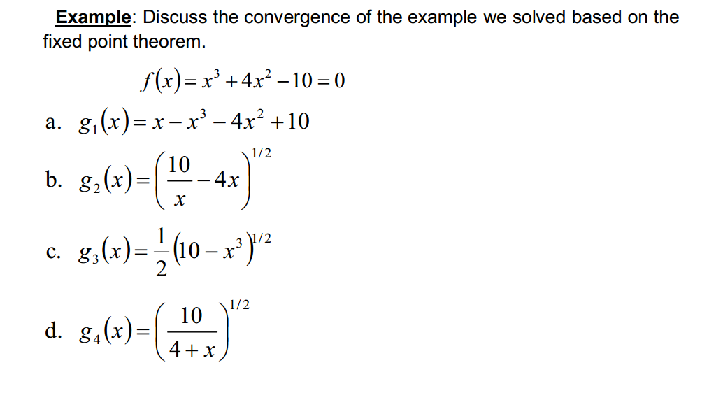 Solved Example: Discuss the convergence of the example we | Chegg.com