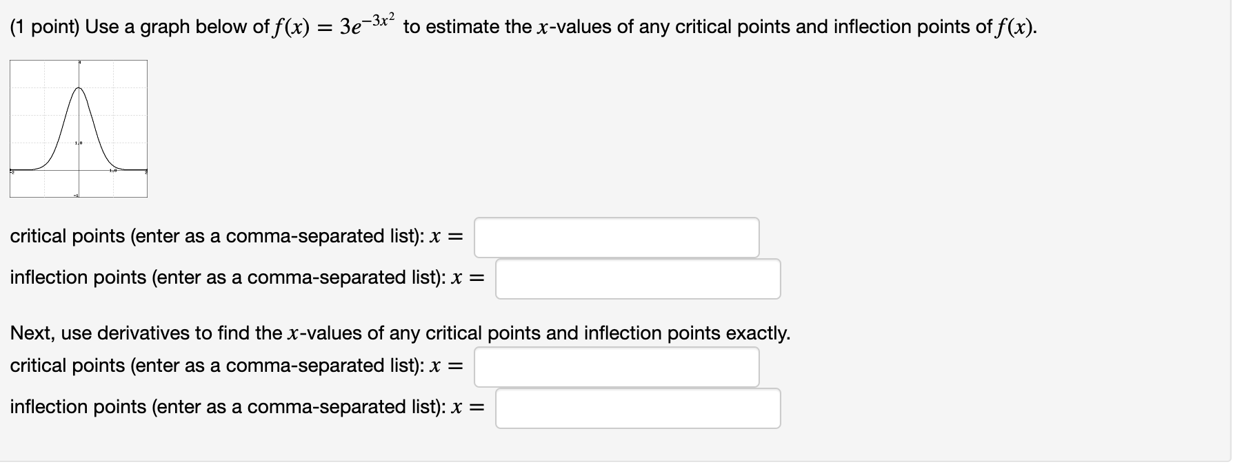 Solved (1 point) Use a graph below of f(x)=3e−3x2 to | Chegg.com