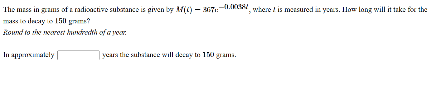 Solved The mass in grams of a radioactive substance is given | Chegg.com