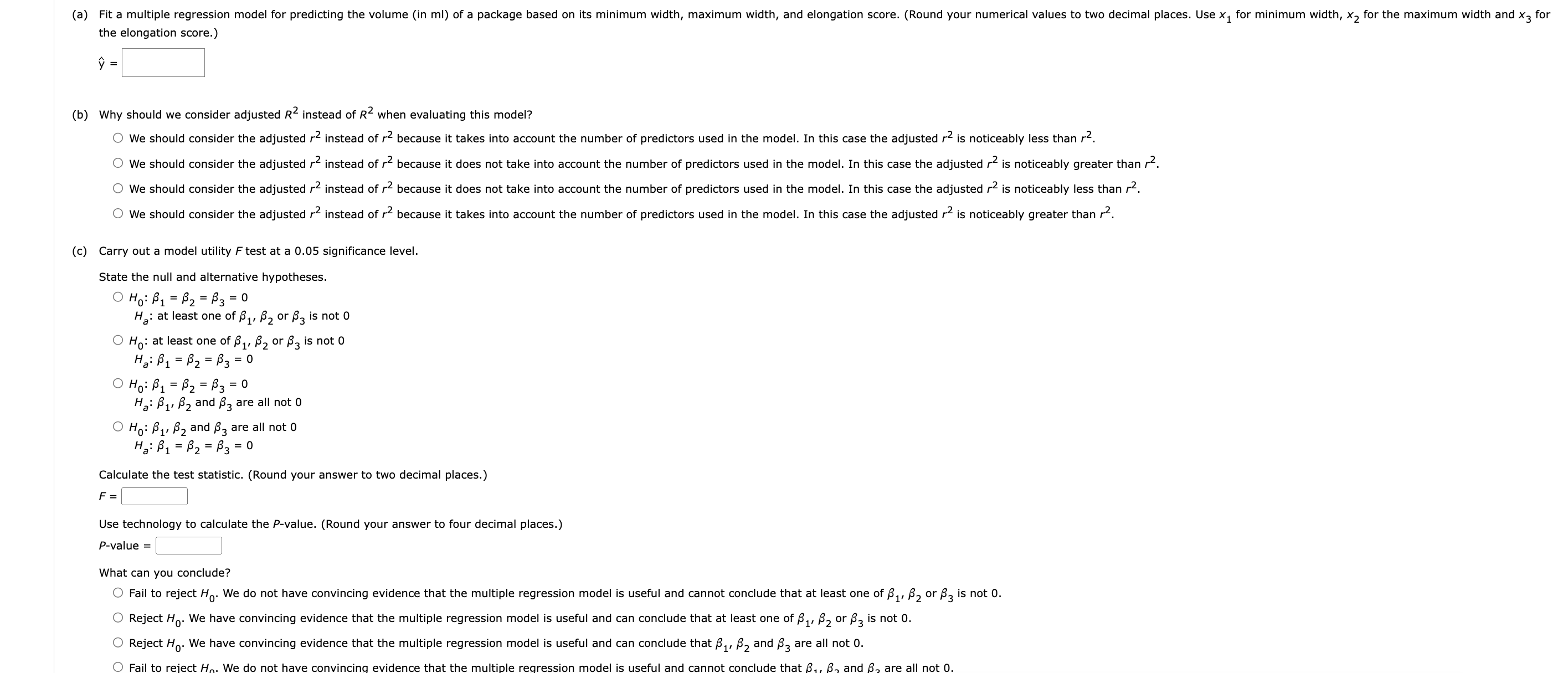 Solved (b) Why should we consider adjusted R2 instead of R2 | Chegg.com