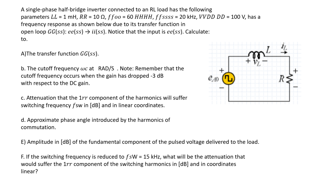 Solved A single-phase half-bridge inverter connected to an | Chegg.com