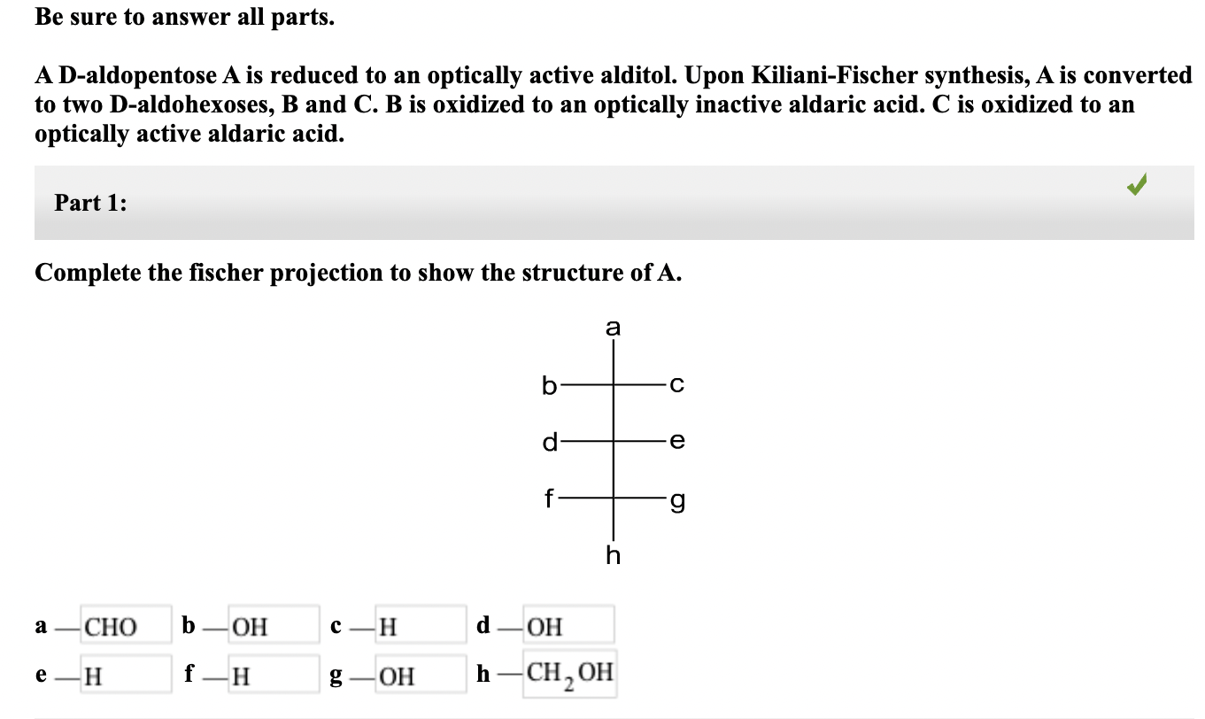 Solved A D-aldopentose A is reduced to an optically active | Chegg.com