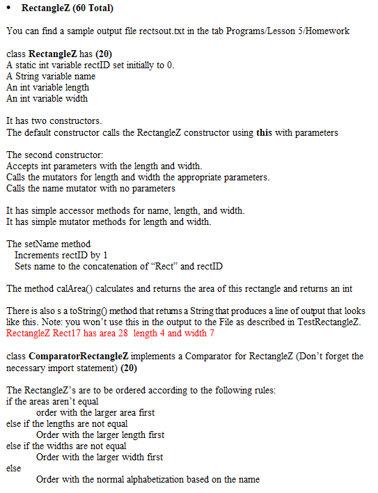 Solved - RectangleZ (60 Total) You can find a sample output | Chegg.com