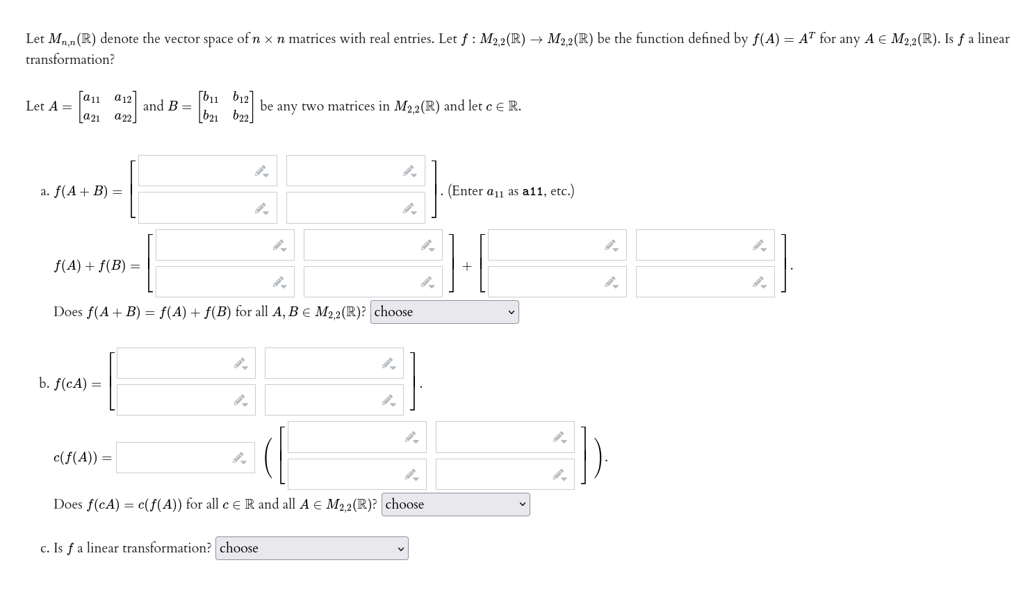 Solved Let Mn,n(R) denote the vector space of n×n matrices | Chegg.com