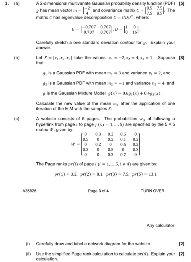 3. (a) A 2-dimensional multivariate Gaussian | Chegg.com