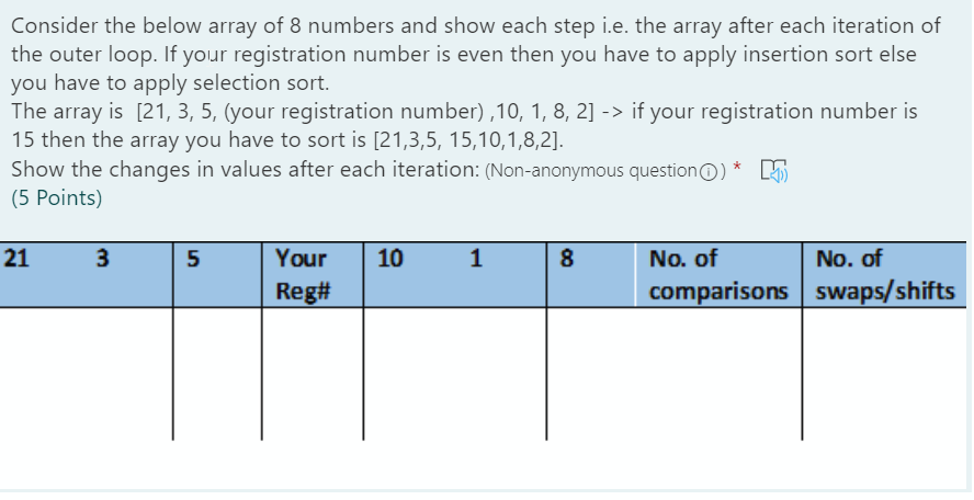 Solved Consider the below array of 8 numbers and show each | Chegg.com