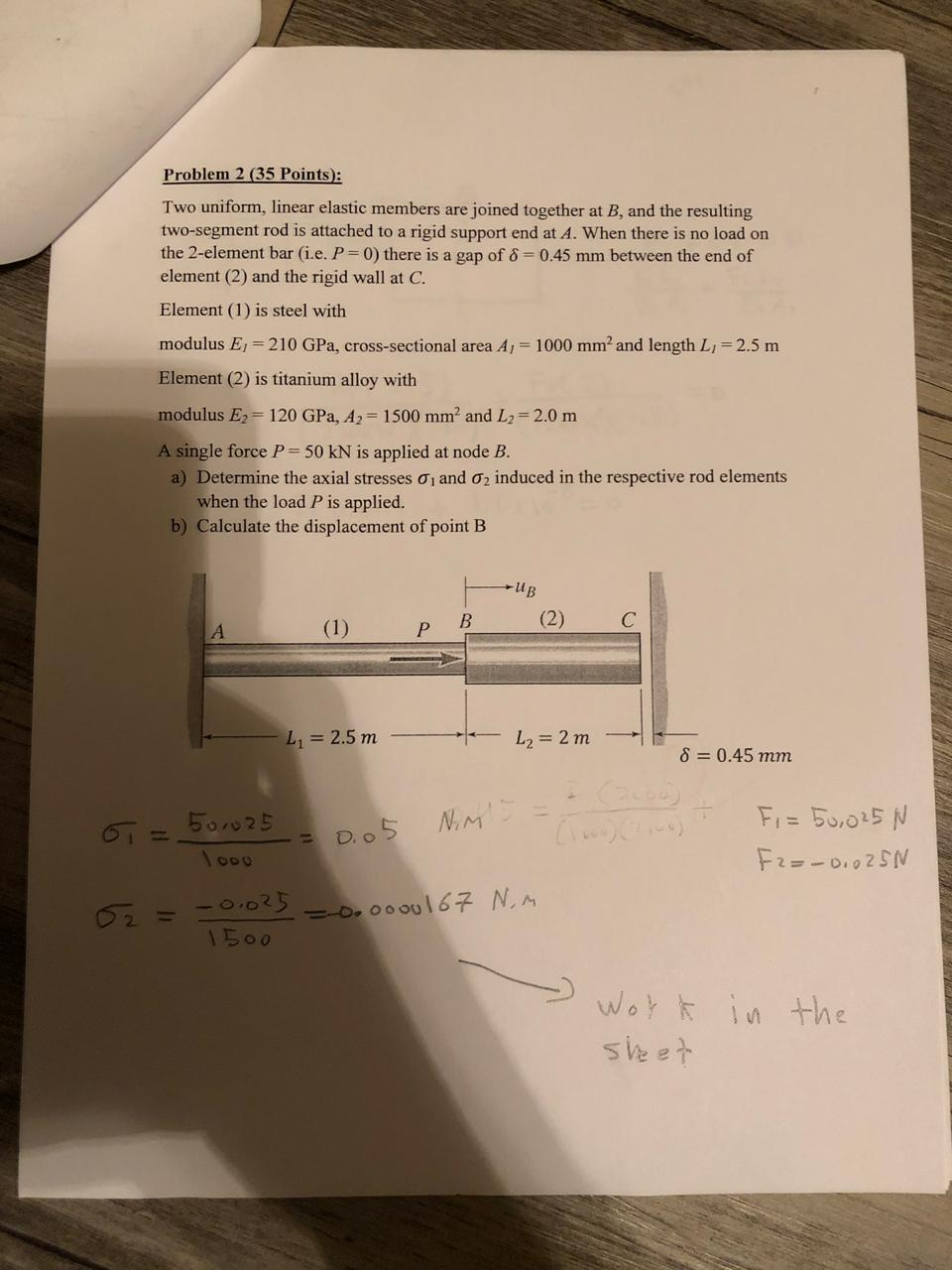 Solved Problem 2 (35 Points): Two uniform, linear elastic | Chegg.com