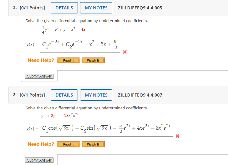 Solved [0/1 ﻿Points]ZILLDIFFEQ9 4.4.005.Solve the given | Chegg.com