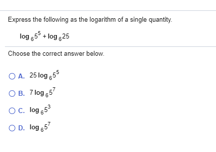 Solved Express the following as the logarithm of a single | Chegg.com