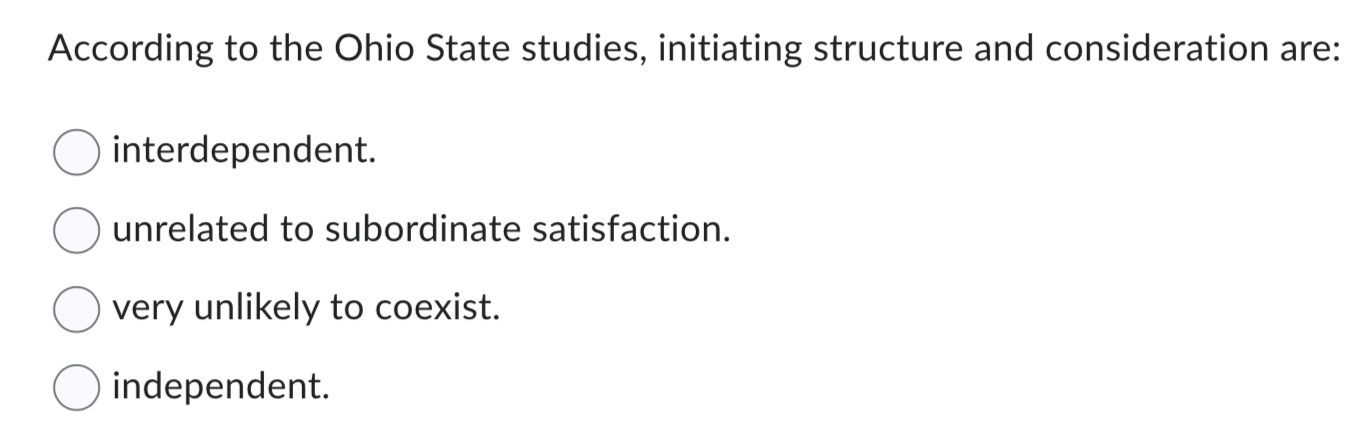 Solved According to the Ohio State studies, initiating | Chegg.com