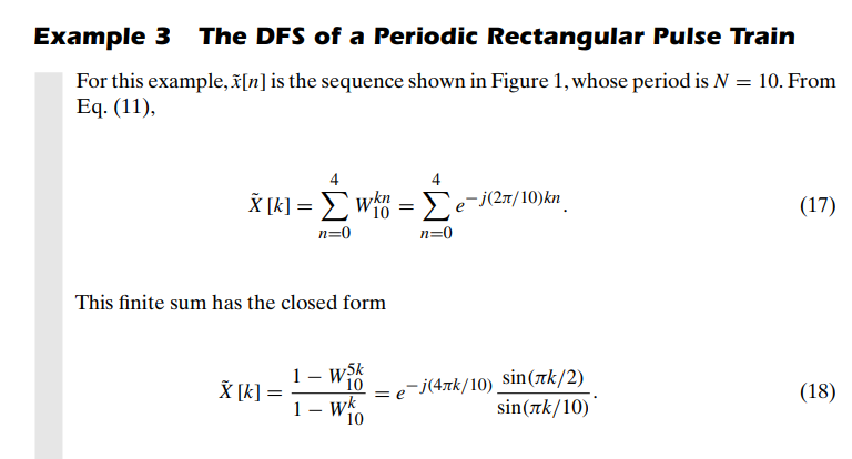 Example 3 ﻿The DFS of a Periodic Rectangular Pulse | Chegg.com