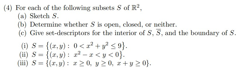 Solved (4) For each of the following subsets S of R2, (a) | Chegg.com
