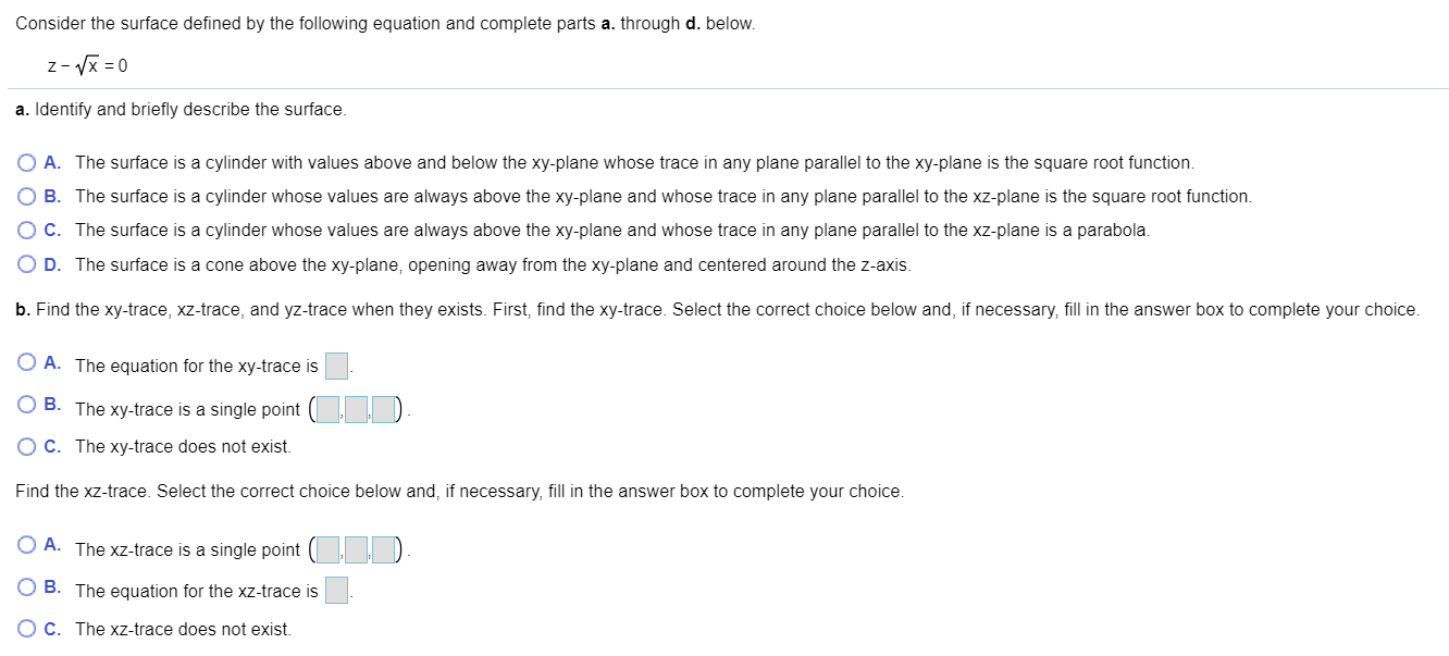 Solved Consider the surface defined by the following | Chegg.com