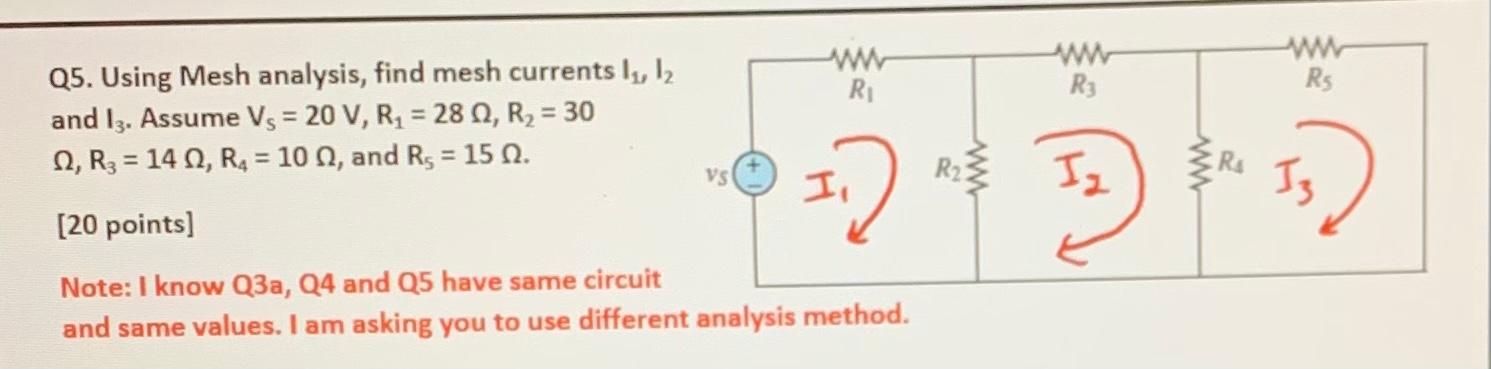 Solved Using mesh analysis, find mesh currents I1, I2, and | Chegg.com