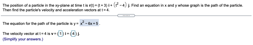 Solved The position of a particle in the xy-plane at time t | Chegg.com