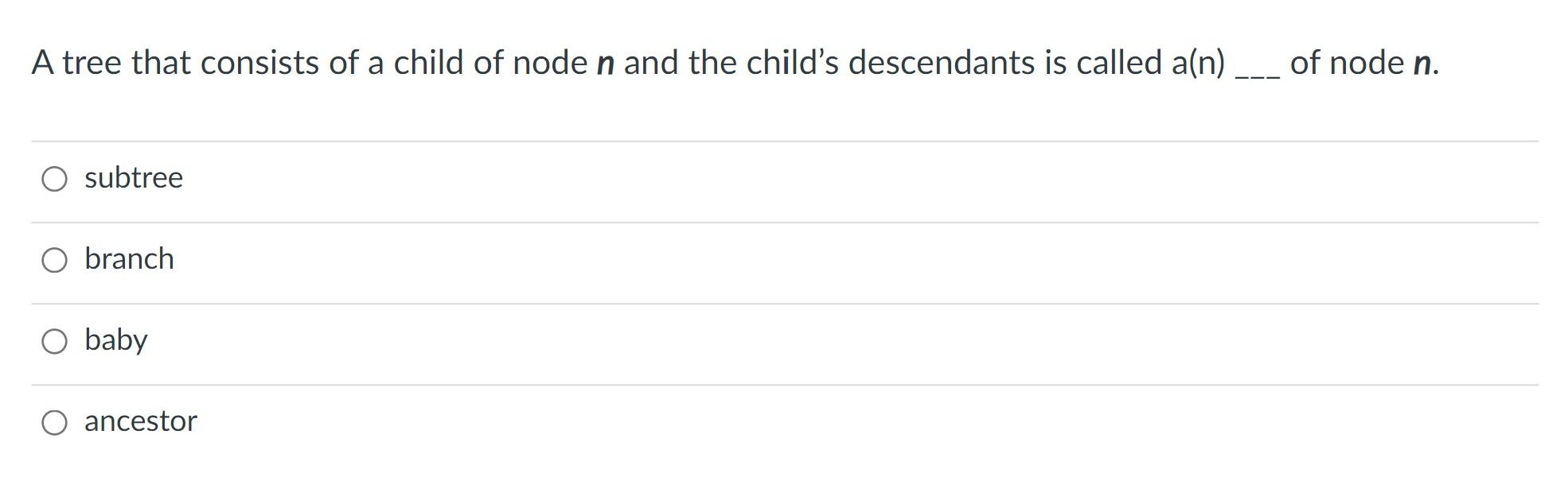 Solved A tree that consists of a child of node n and the | Chegg.com