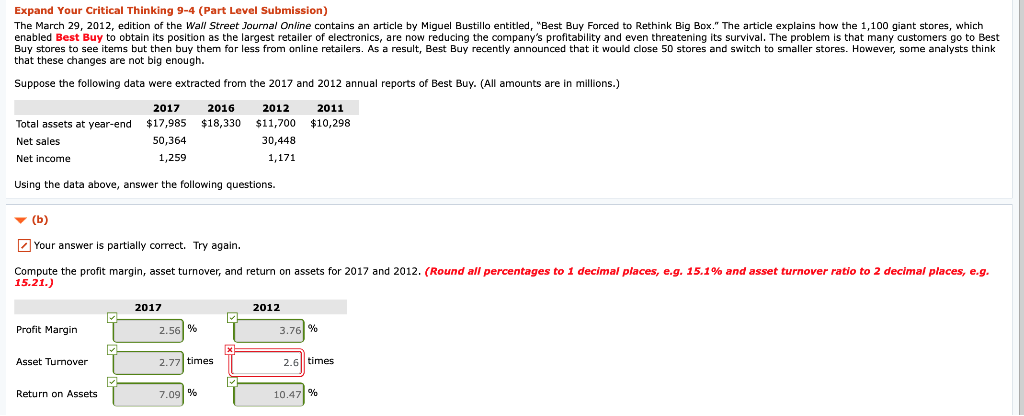 Solved Expand Your Critical Thinking 9-4 (Part Level | Chegg.com