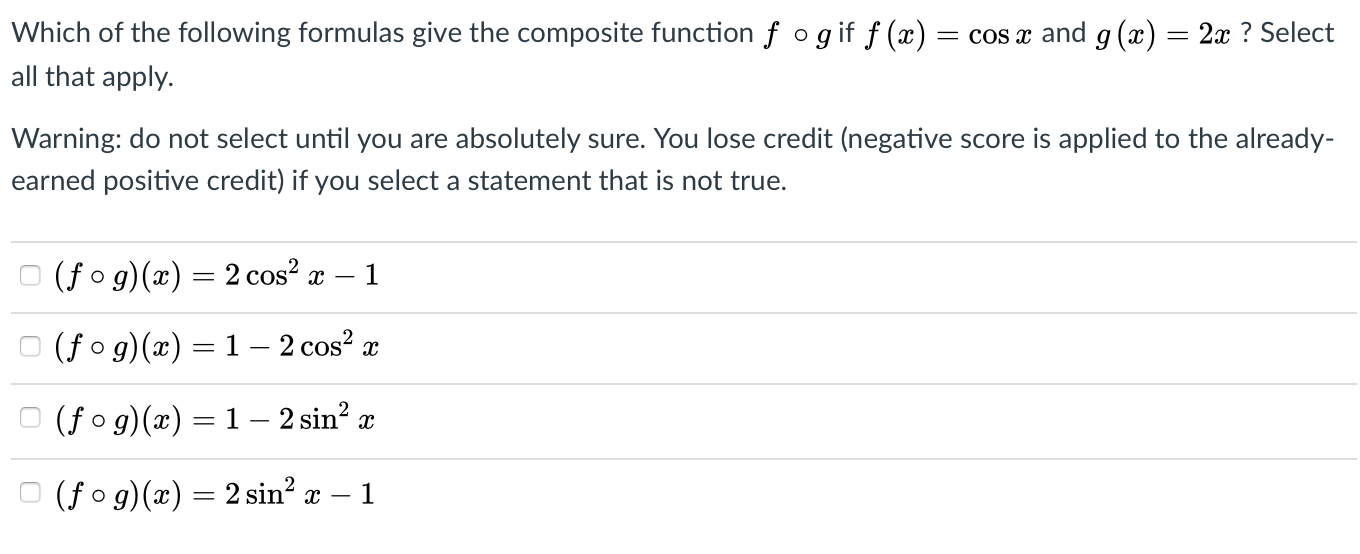 Solved Which of the following formulas give the composite | Chegg.com