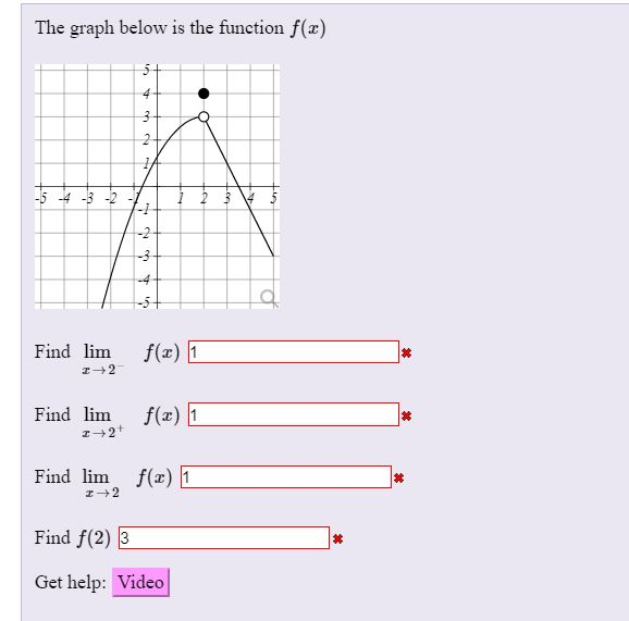Solved | The graph below is the function f(x) -1 Find lim | Chegg.com