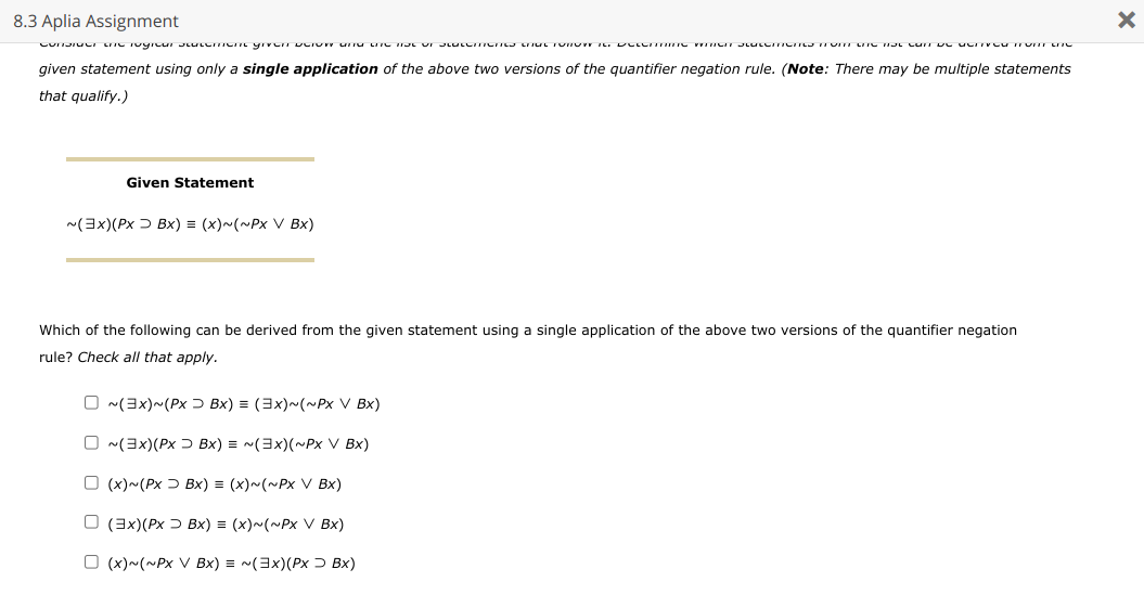 Solved 2. Quantifier Negation - Part II Since the | Chegg.com