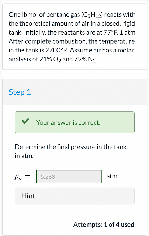 One Ibmol of pentane gas (C5H12) reacts with the | Chegg.com