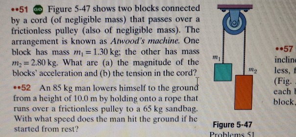 Solved 51 Figure 5-47 shows two blocks connected by a cord | Chegg.com Solved 51 Figure 5-47 shows two blocks connected by a cord | Chegg.com