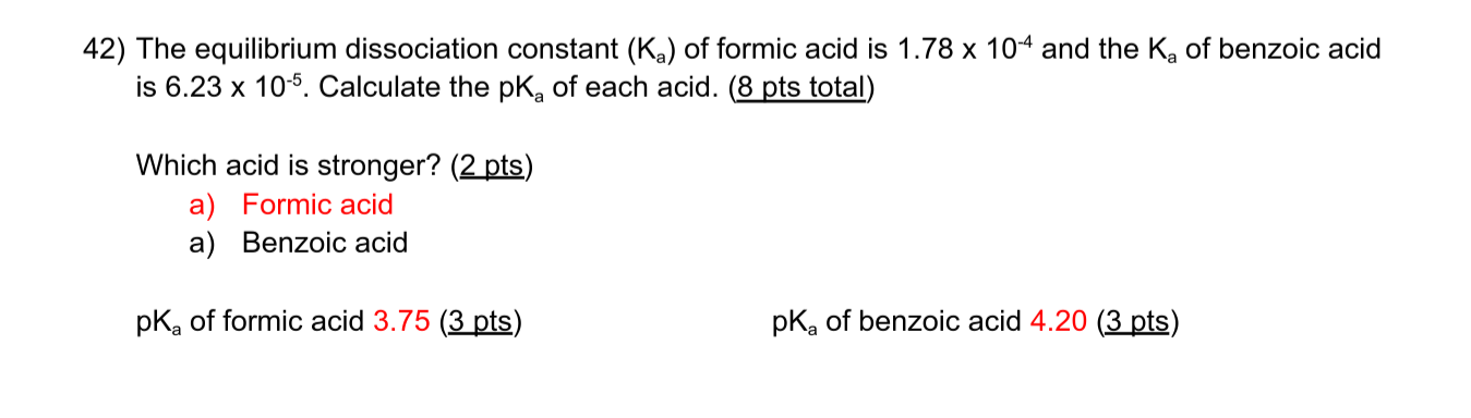 Solved 42 The Equilibrium Dissociation Constant Ka Of