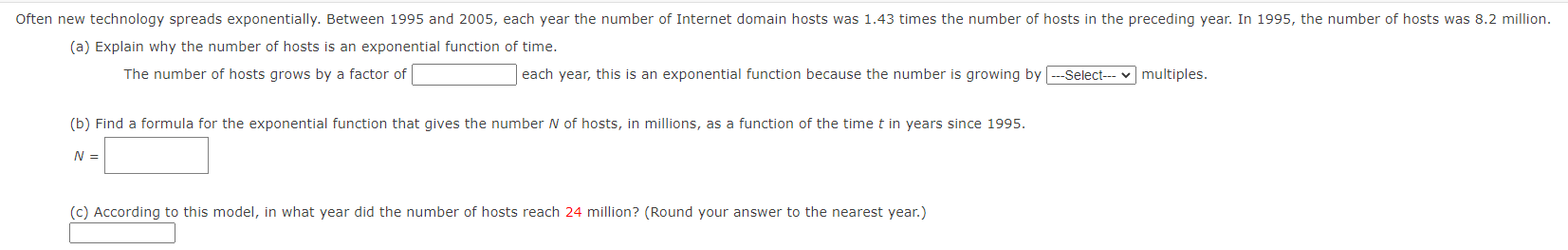 Solved (a) Explain why the number of hosts is an exponential | Chegg.com