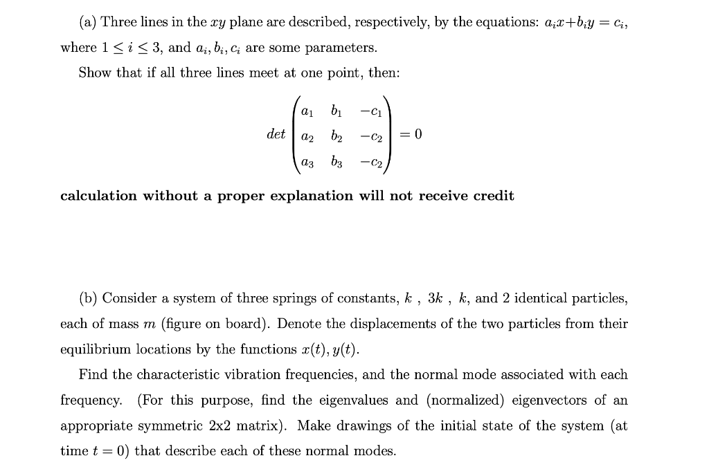 Solved (a) Three lines in the zy plane are described, | Chegg.com
