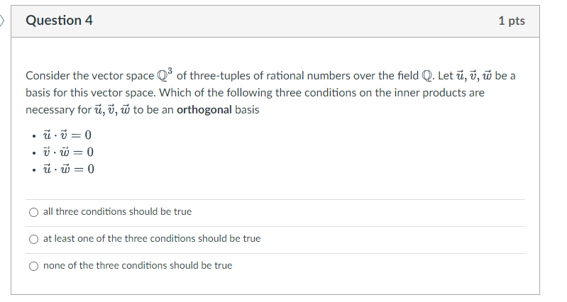 Solved Consider the vector space Q3 of three-tuples of | Chegg.com