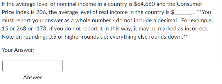 Solved If the average level of nominal income in a country | Chegg.com