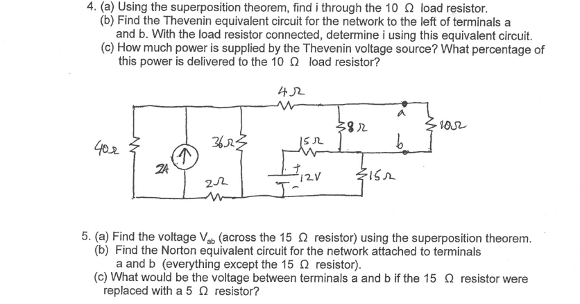 Solved 4. (a) Using the superposition theorem, find i | Chegg.com