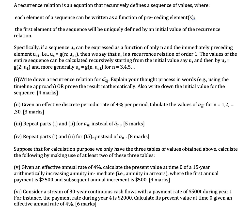 A recurrence relation is an equation that recursively | Chegg.com