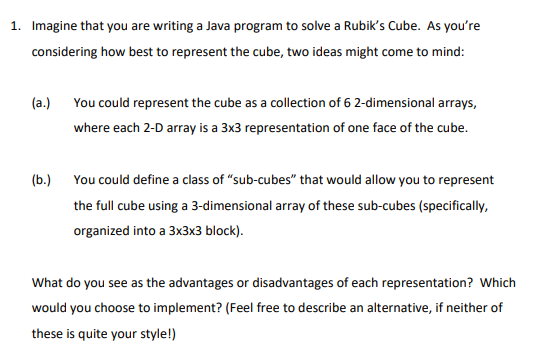 Solved 1. Imagine that you are writing a Java program to | Chegg.com