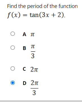 Solved Find the period of the function \\( f(x)=\\tan (3 | Chegg.com