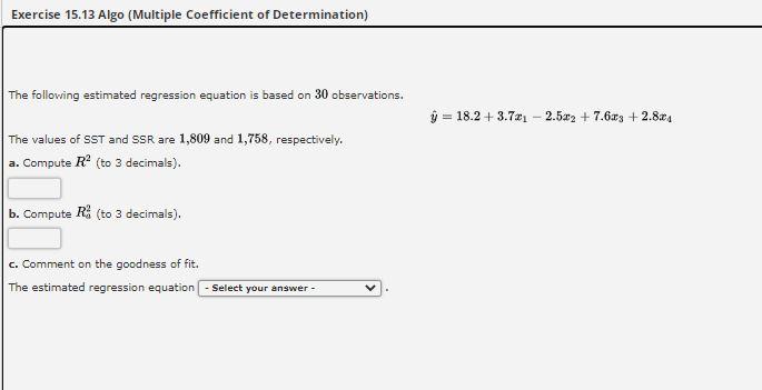 Solved Exercise 15.13 Algo (Multiple Coefficient of | Chegg.com