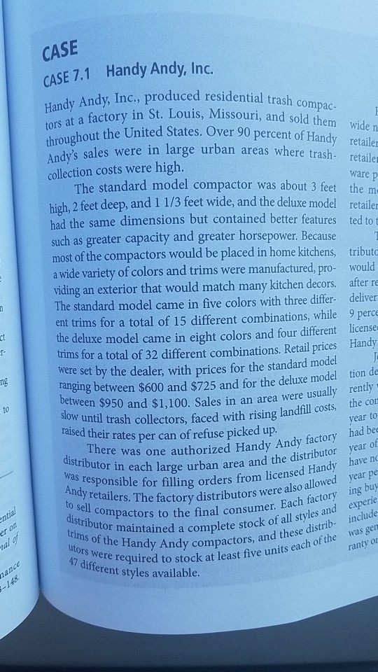 Solved CASE CASE 7.1 Handy Andy, Inc. dy. Inc., produced | Chegg.com