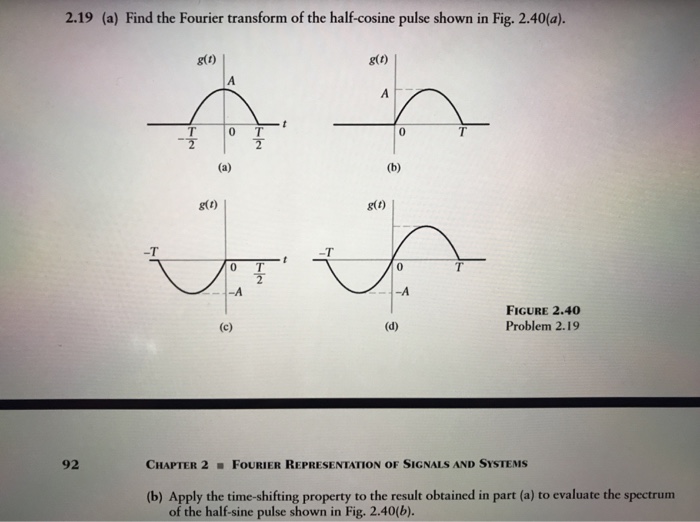 Solved 2.19 (a) Find the Fourier transform of the | Chegg.com