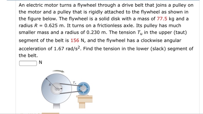 Solved An electric motor turns a flywheel through a drive | Chegg.com