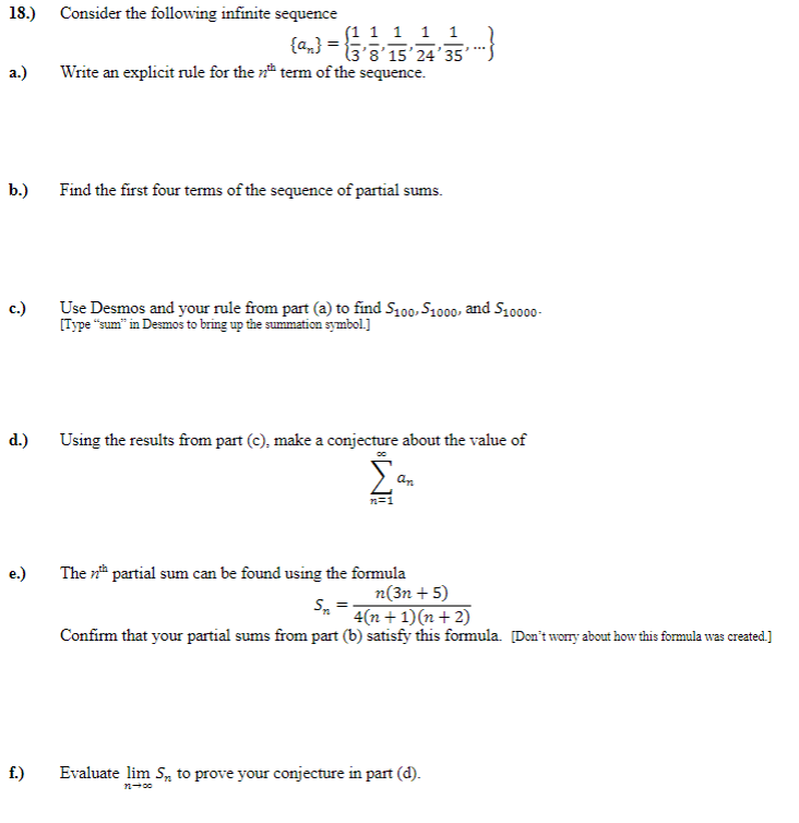 Solved 18.) Consider the following infinite sequence | Chegg.com