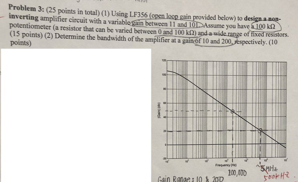 Solved Problem 3: (25 points in total) (1) Using LF356 (open | Chegg.com