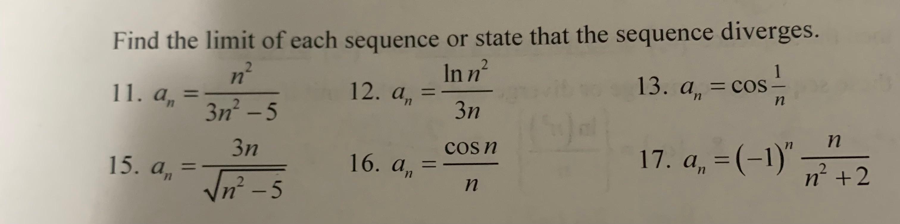 Solved Find the limit of each sequence or state that the | Chegg.com