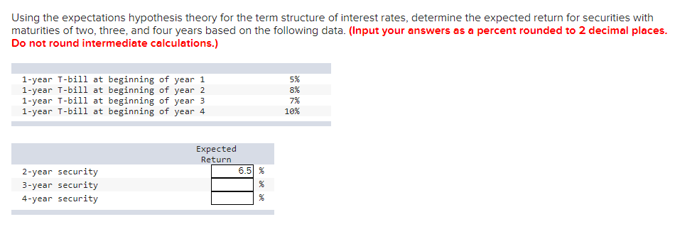 Solved Using the expectations hypothesis theory for the term | Chegg.com