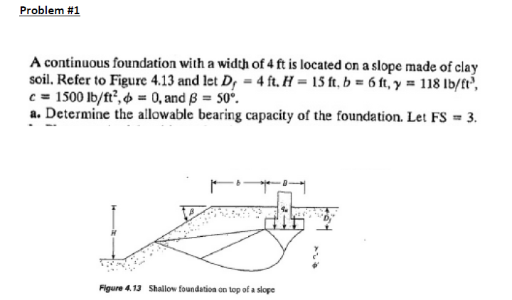 Solved Problem #1 A continuous foundation with a width of 4 | Chegg.com