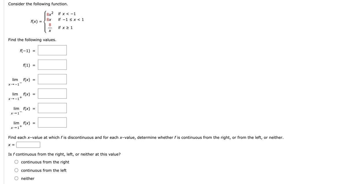Solved Consider the following function. f(x) = 8x2 if x