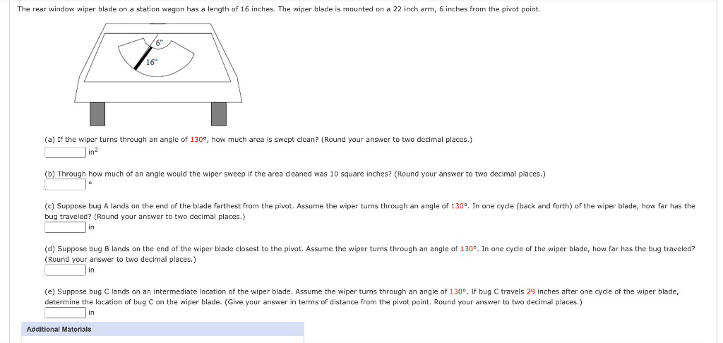Solved (b) Through how much of an angle would the wiper | Chegg.com