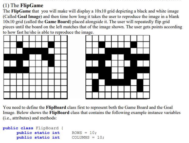 (1) The FlipGame The FlipGame that you will make will | Chegg.com