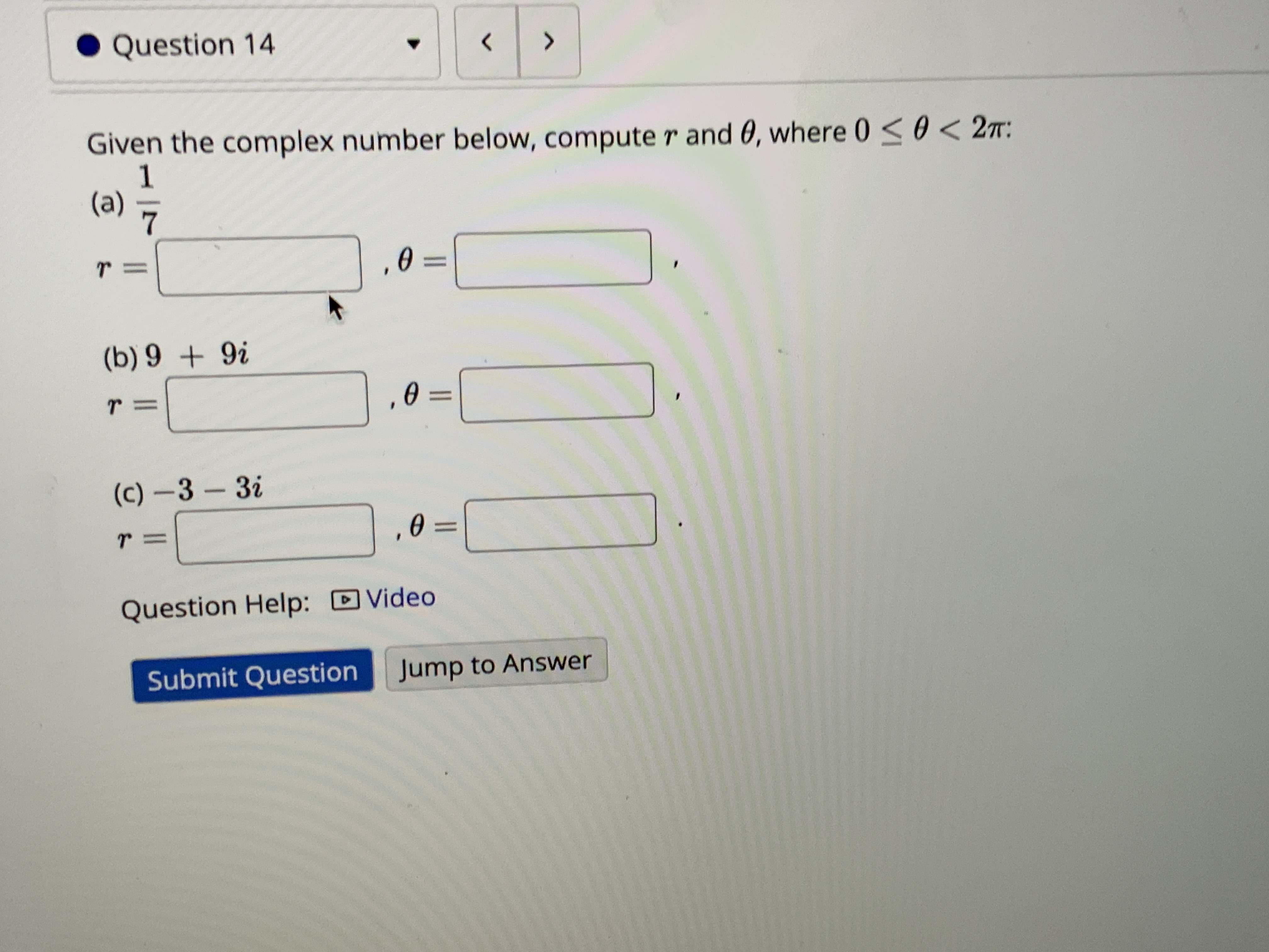 Solved Given the complex number below, compute r ﻿and θ, | Chegg.com