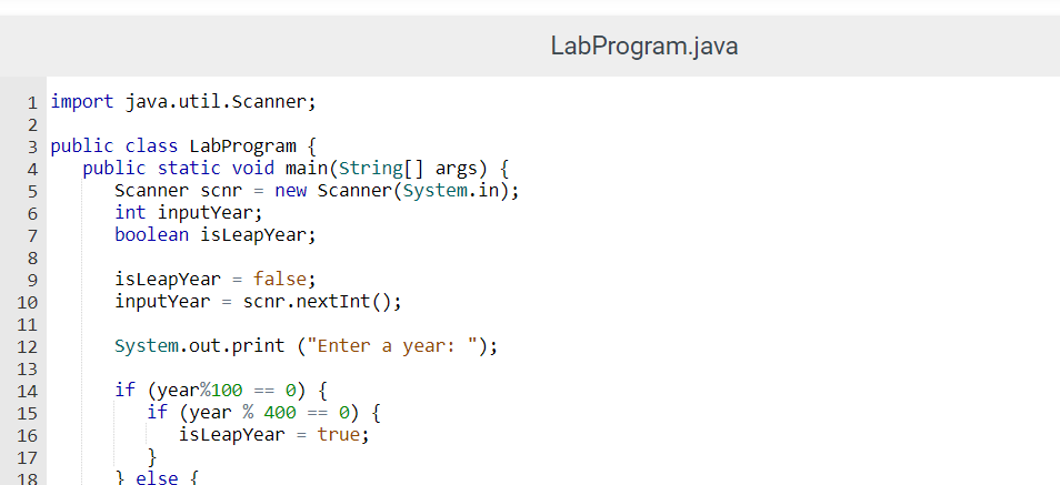 Solved (in java pls) 3.25 Lab: Leap Year Hi, I have | Chegg.com